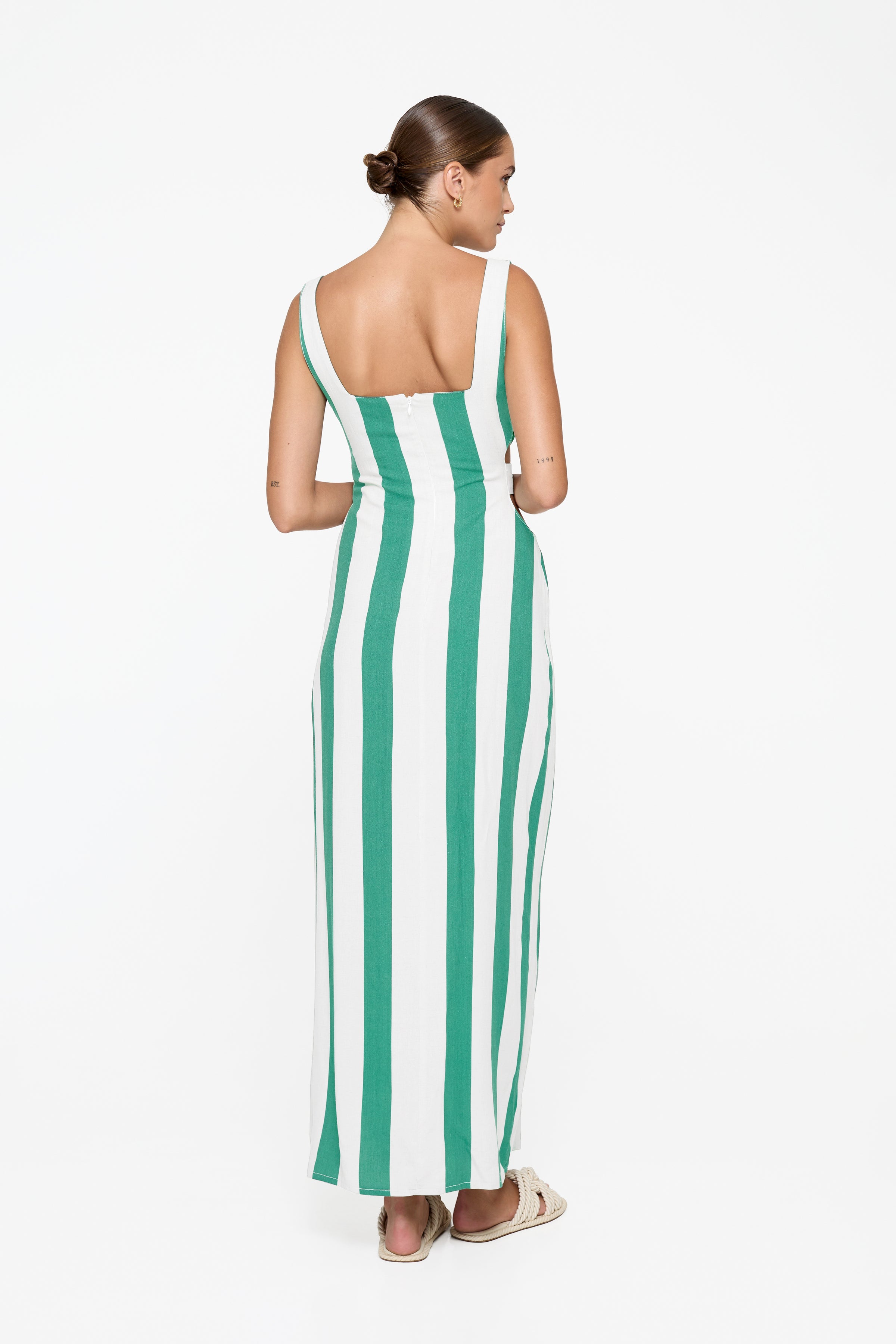Evie Cutout Maxi Dress - Billiard Linen